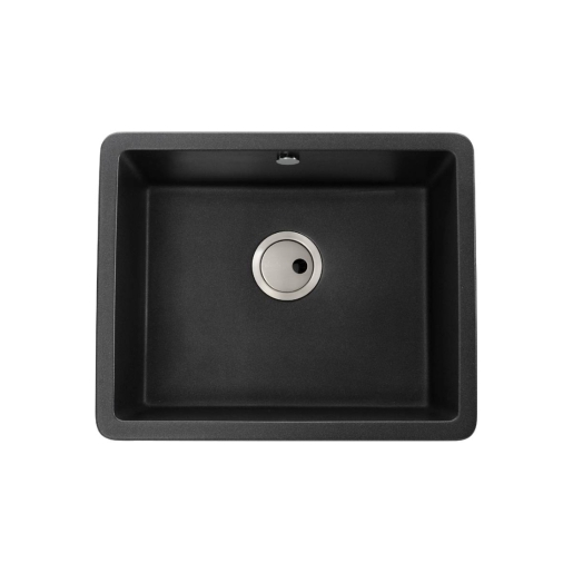 Abode Matrix Square 1 Bowl Undermount Black Composite Kitchen Sink ...
